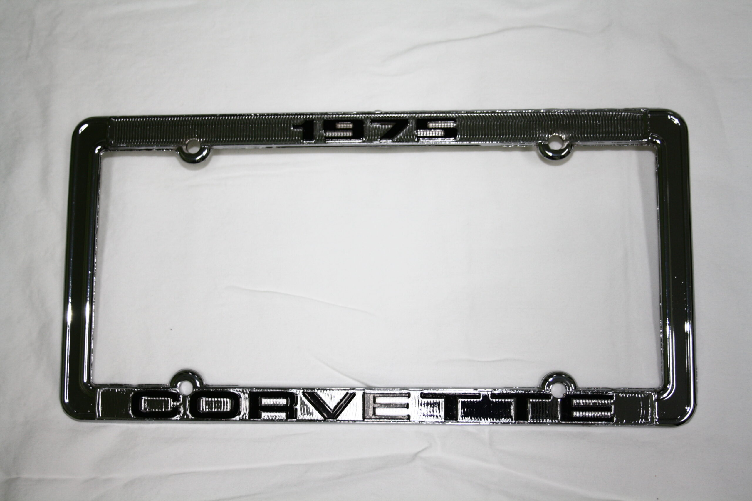 LICENSE FRAME CHROME ALUMINUM WITH BLACK LETTERS 1975 – Keen Parts